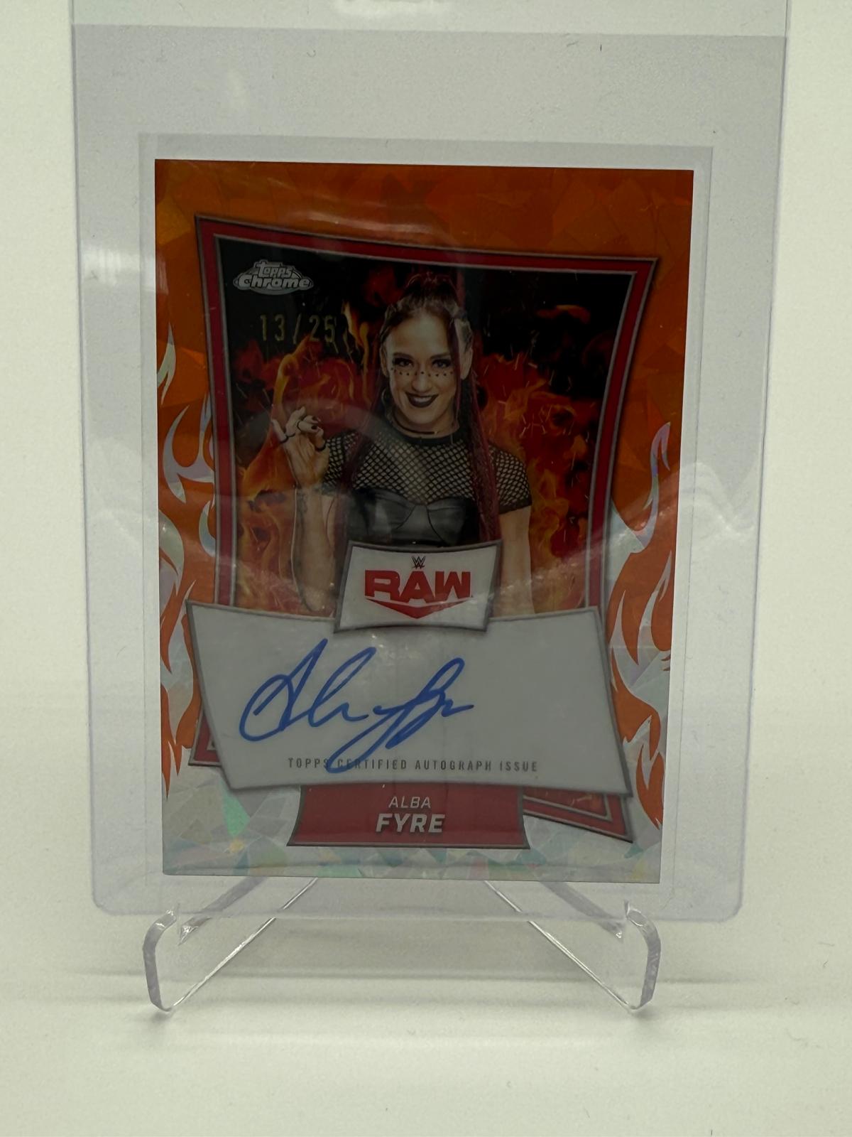 2025 Topps Chrome WWE Sapphire Alby Fyre Red Brand Auto /25 – PUSHDICH-TCG